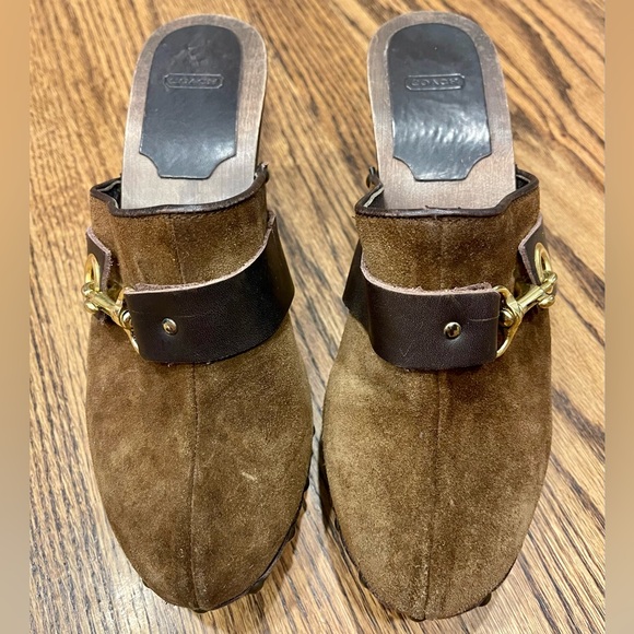 Coach | Shoes | Coach Felicia Suede And Leather Mule Clogs | Poshmark